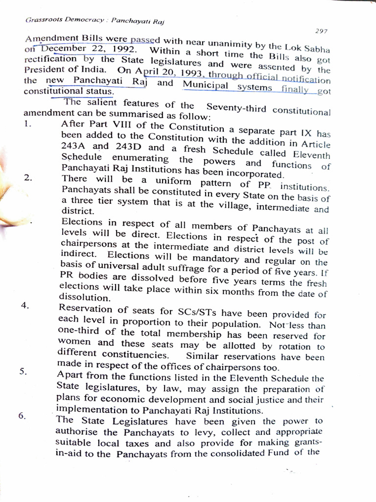 Salient Features of 73rd Amendment Act | PDF | Justice | Crime & Violence