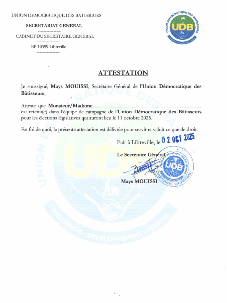 Attestation Absence 02 Octobre 2025 Final | PDF