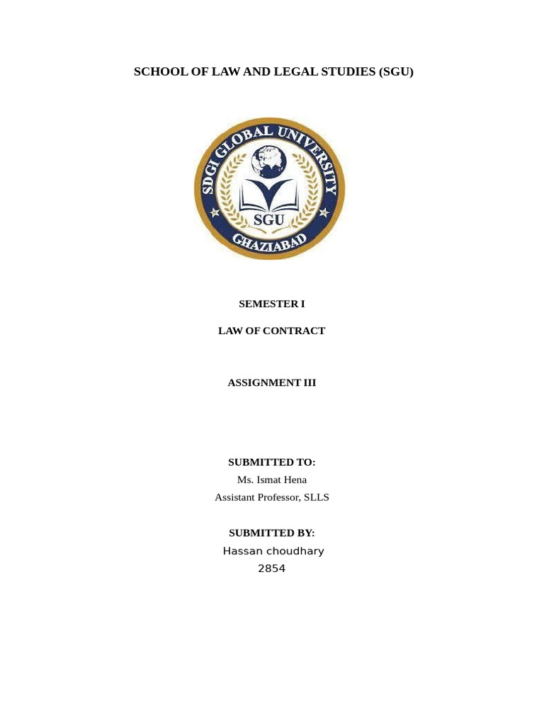 Contract Assignment 3 | PDF | Specific Performance | Legal Remedy