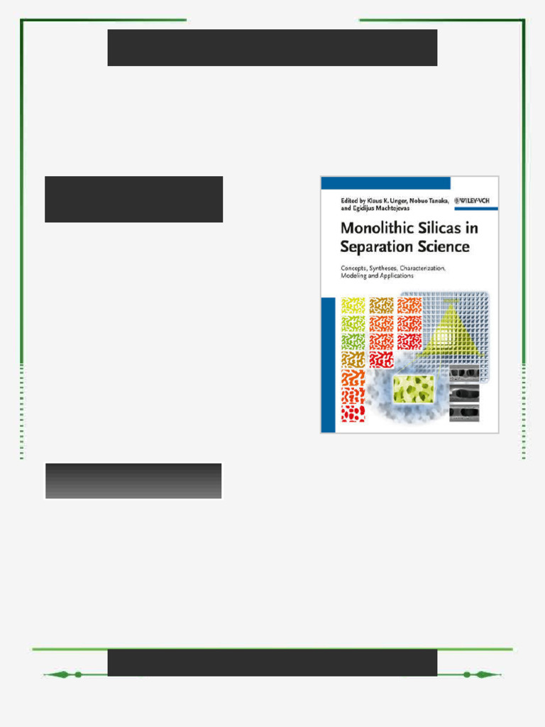 Monolithic Silicas in Separation Science Concepts Syntheses ...