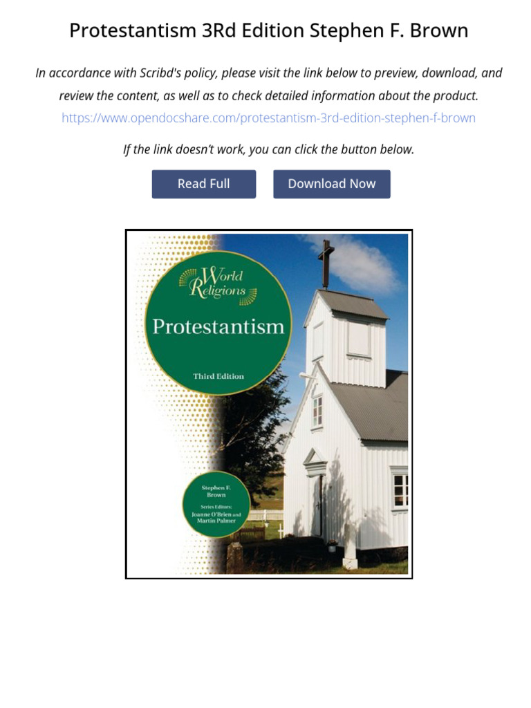 Protestantism 3rd Edition Stephen F. Brown online reading | PDF ...