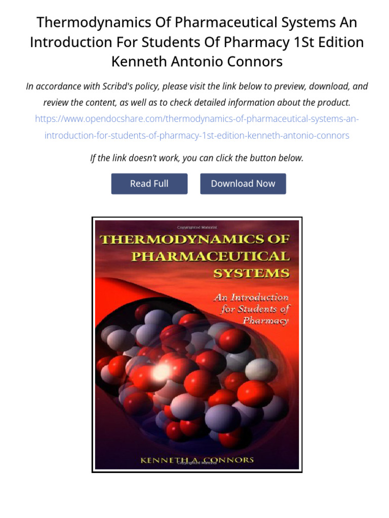 Thermodynamics of pharmaceutical systems an introduction for students ...