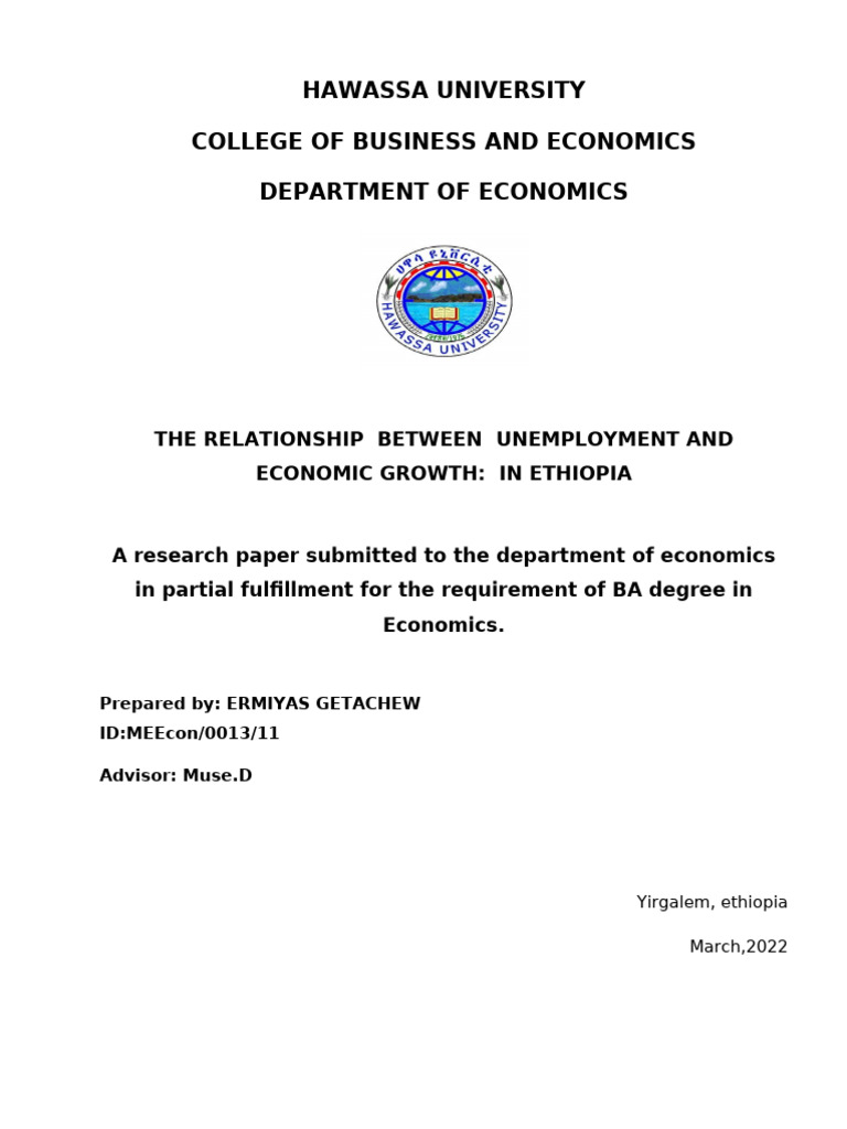 ERMIYAS GETACHEW | PDF | Unemployment | Labour Economics