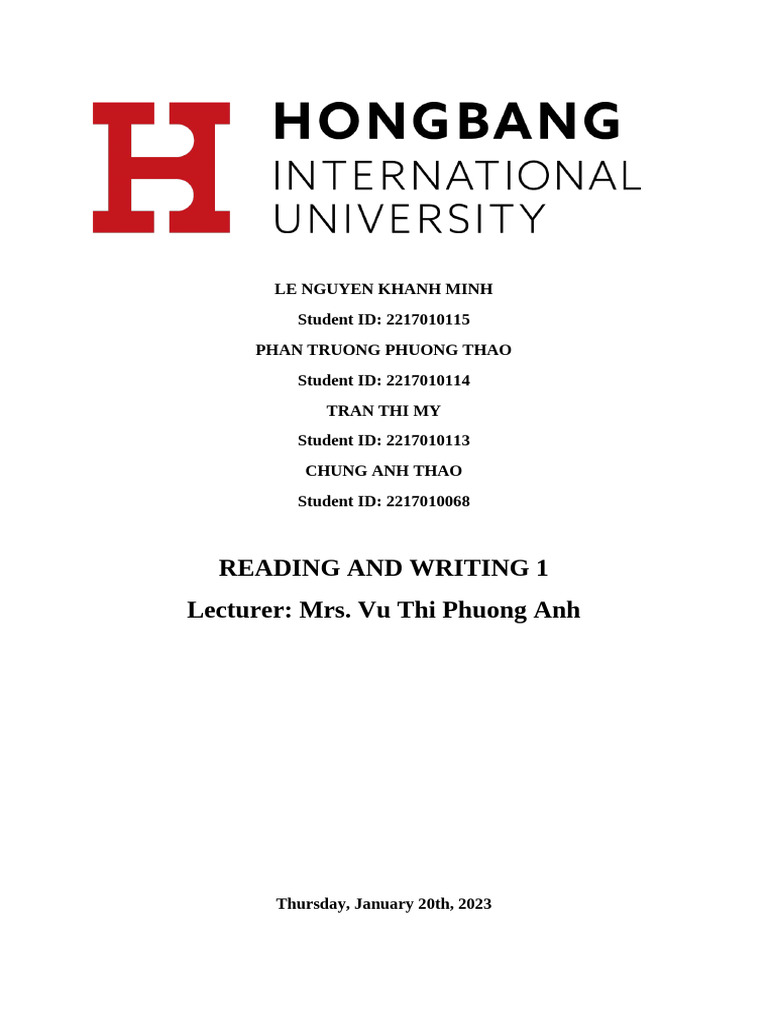 Final Group Assignment - Reading and Writing 1 | PDF | Schools