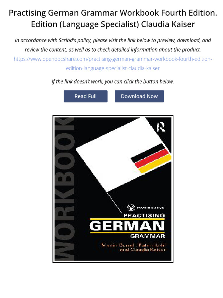 Practising German grammar workbook Fourth Edition. Edition (Language ...