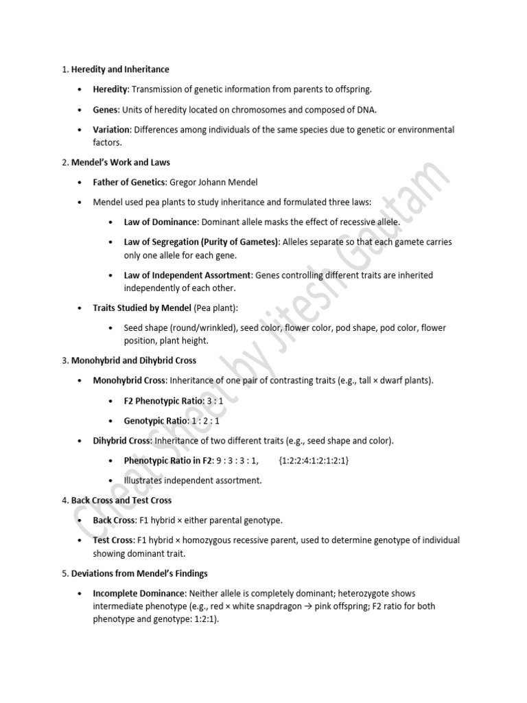 Cheat Sheet Chapter 4 | PDF | Dominance (Genetics) | Genotype