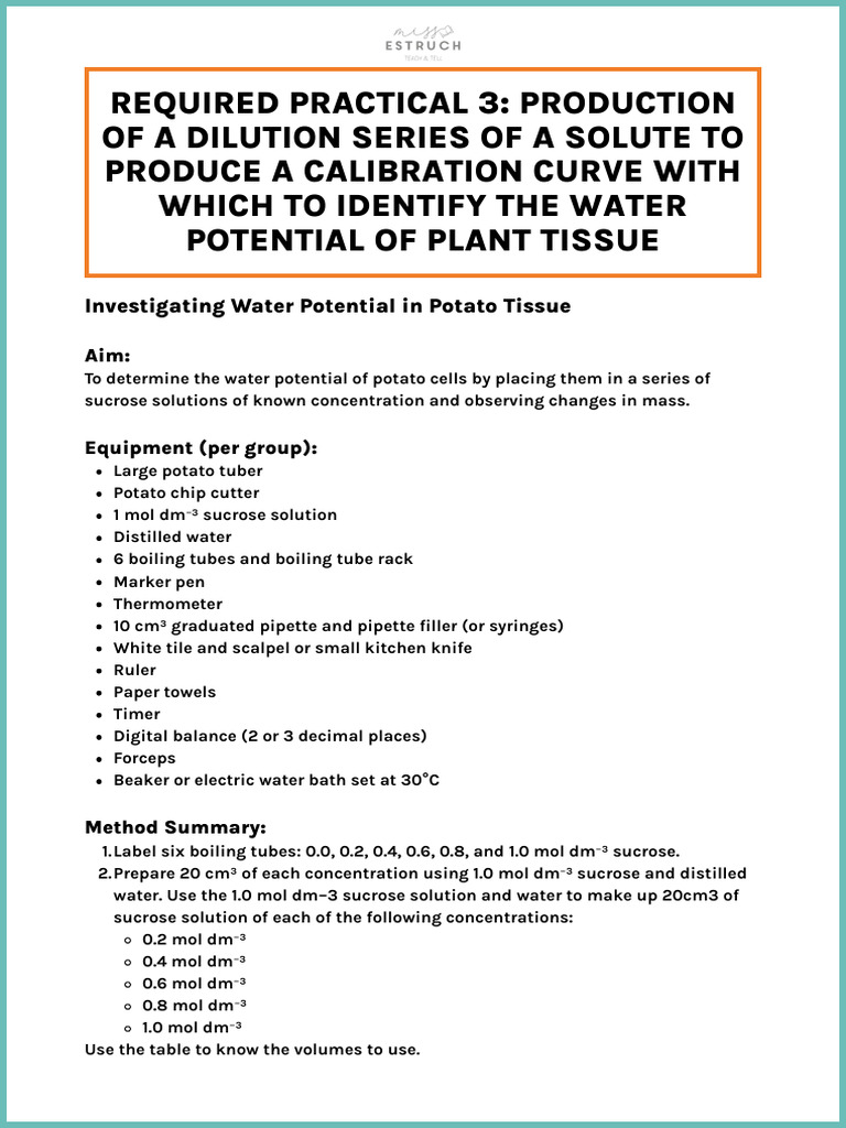 Teach & Tell - Required Practical 3 | PDF | Water | Concentration