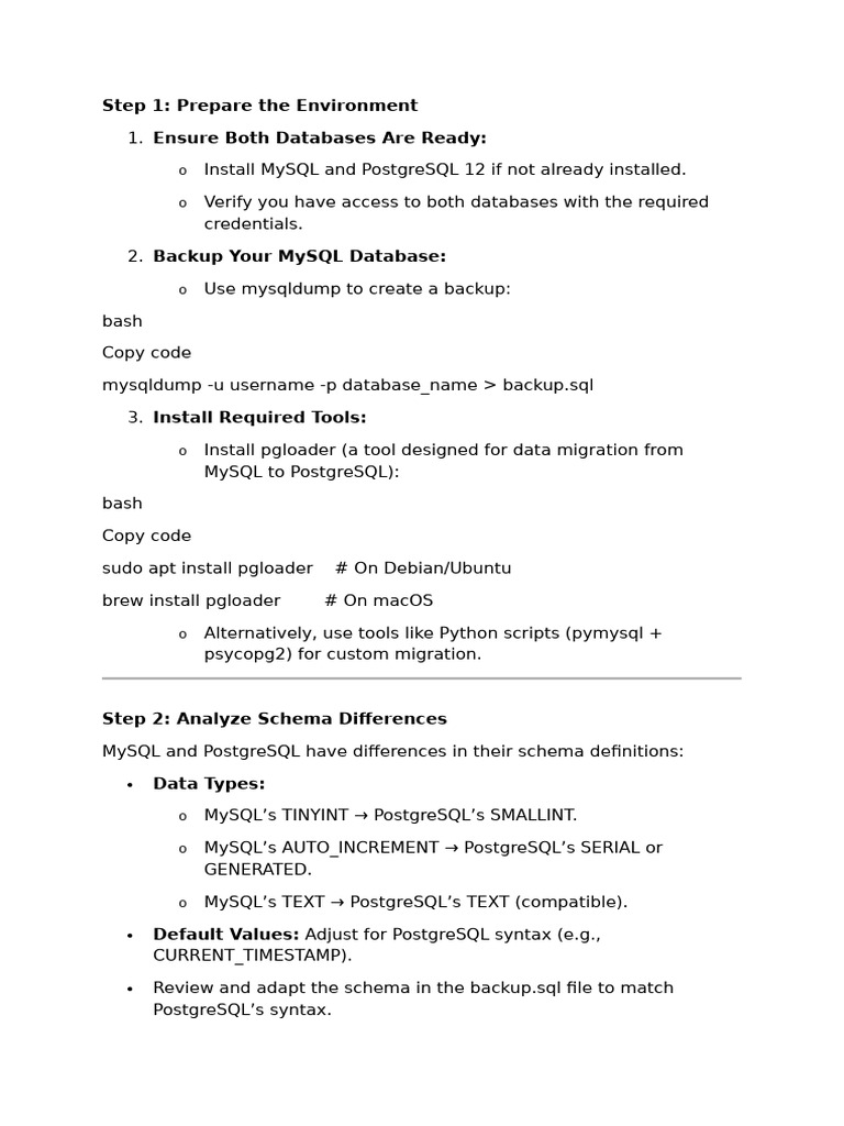 Mysql to Postgresql Migration | PDF | Postgre Sql | Databases