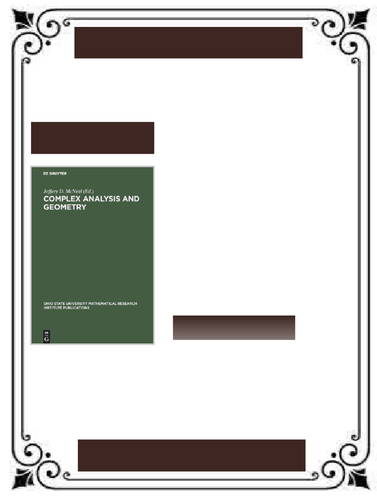 Complex Analysis and Geometry Proceedings of a Conference at The Ohio ...