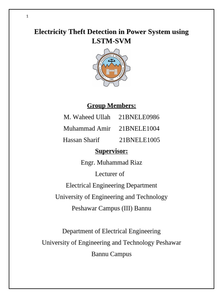 Proposal (Electricity Theft Detection in Power System Using LSTM-SVM ...