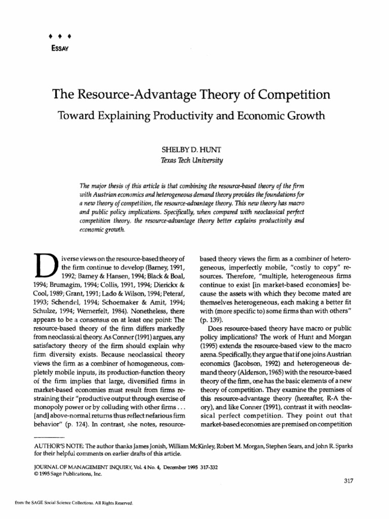 The Resource Advantage Theory of Competition Toward 5c30kaw7hf | PDF ...