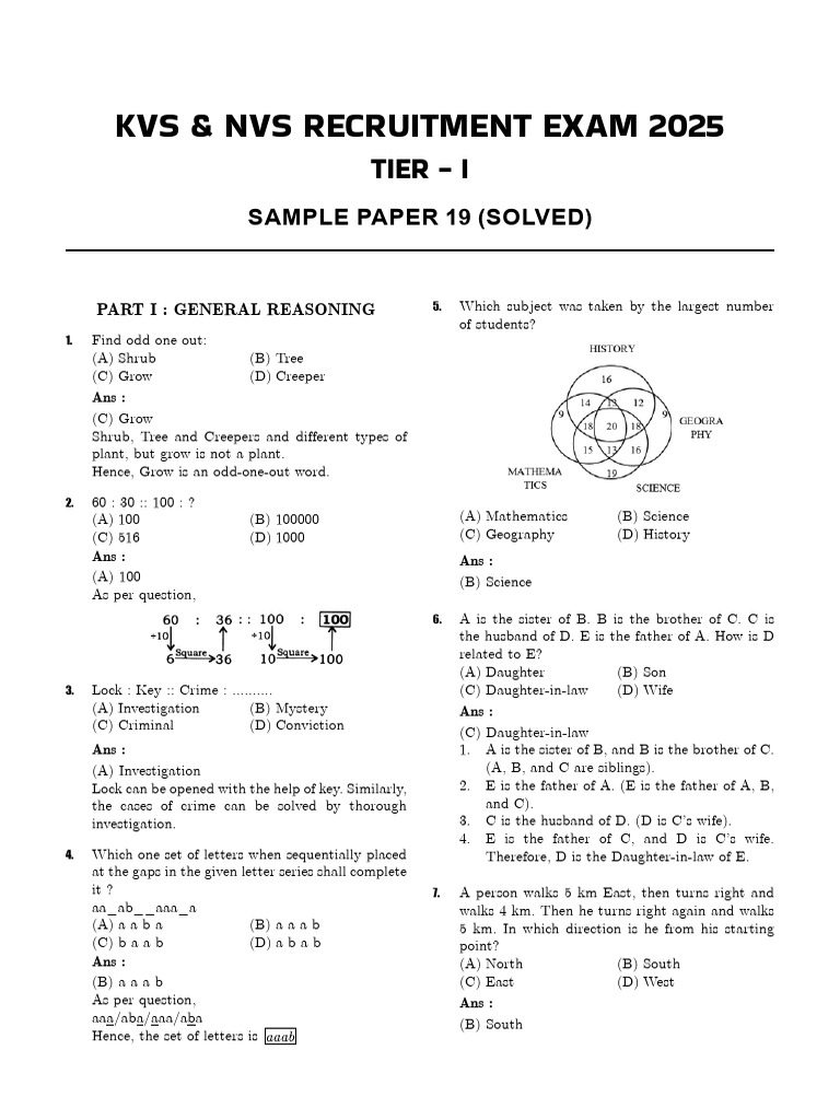 KVS NVS Recruitment Exam 2025 Sample Paper | PDF | Computer Network ...