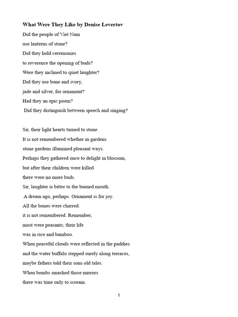 "Denise Levertov's 'What Were They Like'" | PDF
