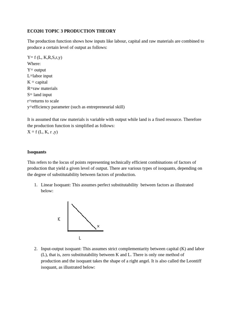 Eco201 Topic 3 Production Theory Am-1 | PDF | Production Function ...