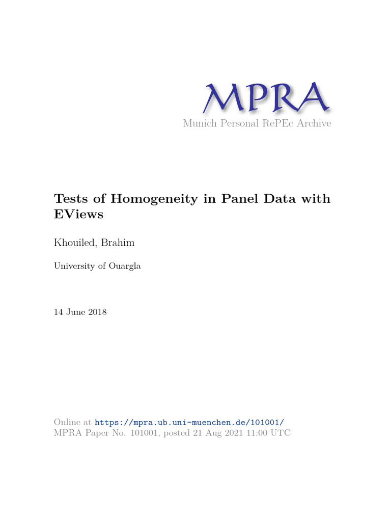 MPRA Paper 101001 | PDF | Errors And Residuals | Dependent And ...