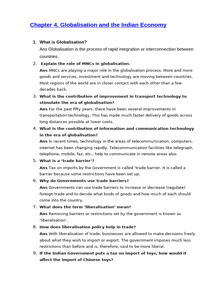 Globalisation's Impact on India's Economy | PDF | Globalization ...
