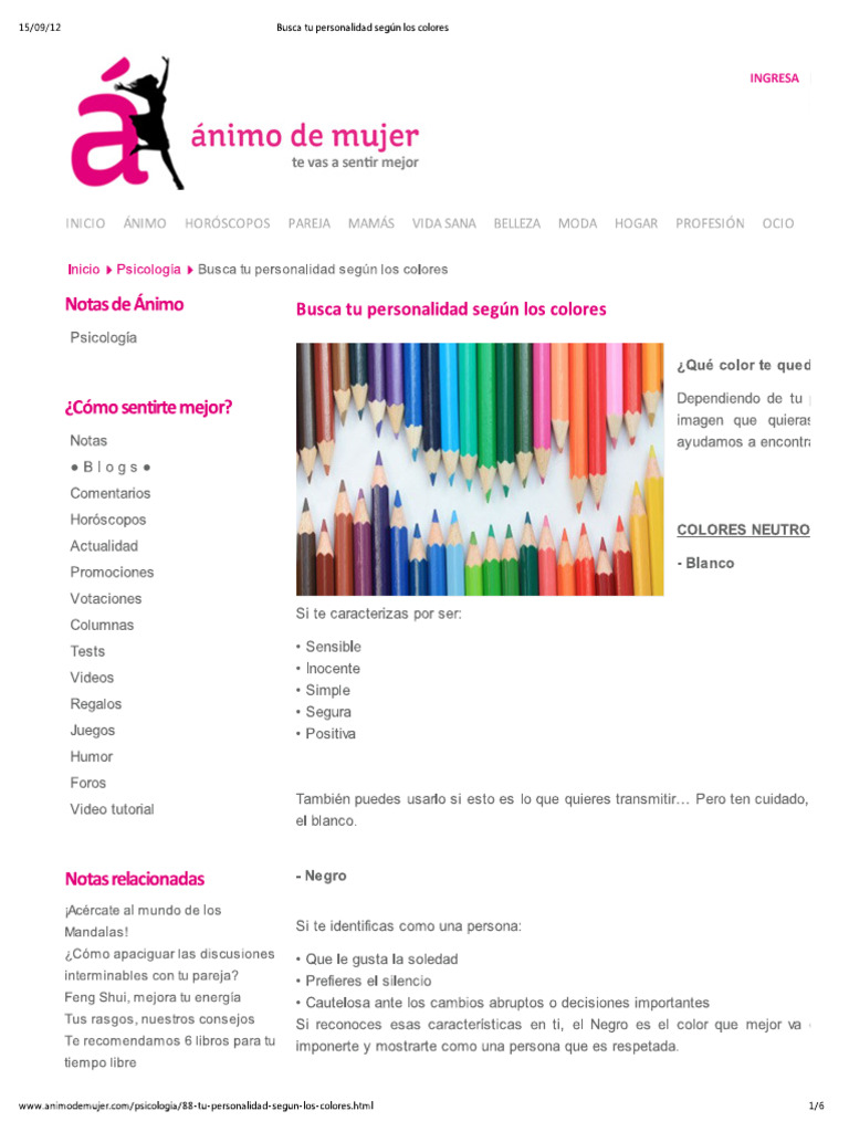 Busca Tu Personalidad Según Los Colores | PDF