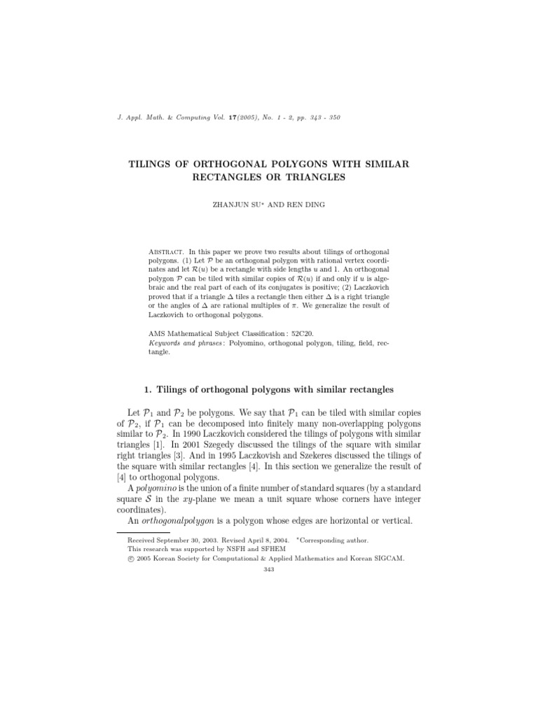 Tilings of Orthogonal Polygons With Similar Rectangles or Triangles ...