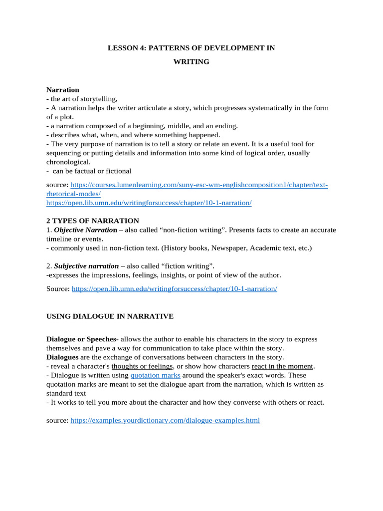 Patterns of Development in Writing | PDF | Narration | Persuasion