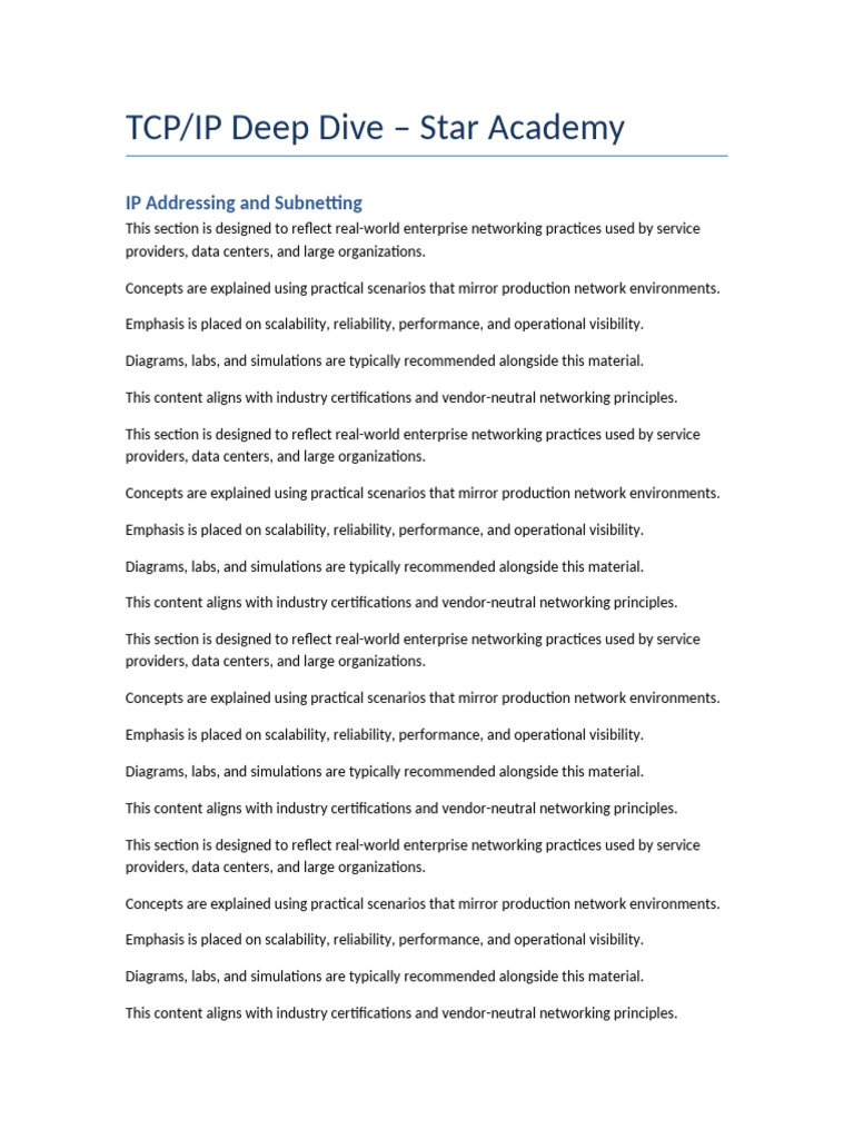 Star Academy TCP IP Deep Dive | PDF | Computer Network | Simulation