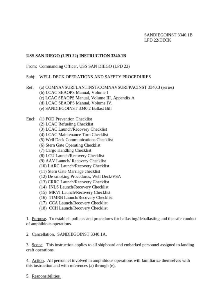 Well Deck Operations Safety Procedures | PDF | Ships | Foreign Object ...