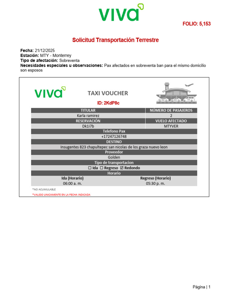 Solicitud Transportación Terrestre - 5,153 | PDF