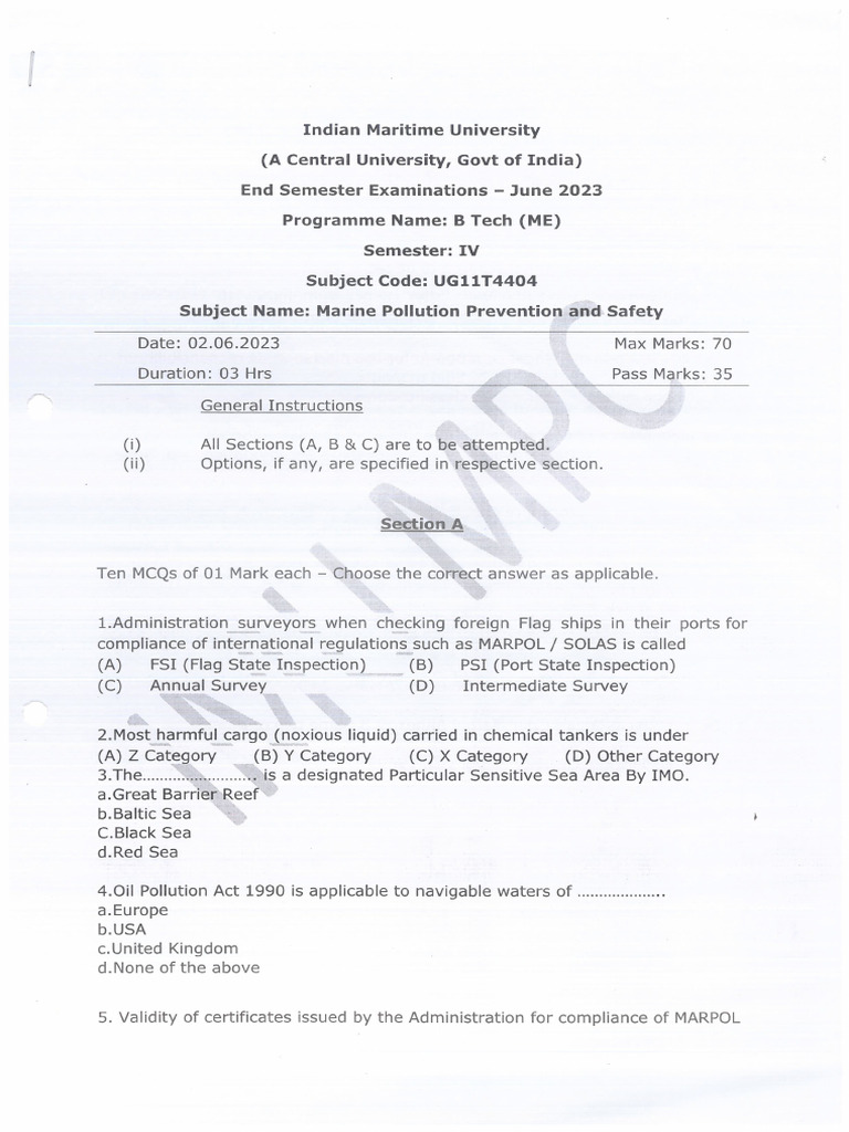 1_June23_Marine Pollution Prevention and Safety | PDF