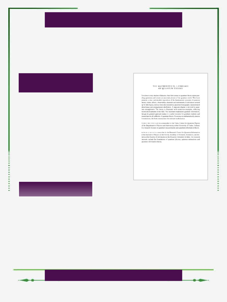 The Mathematical Language of Quantum Theory From Uncertainty to ...