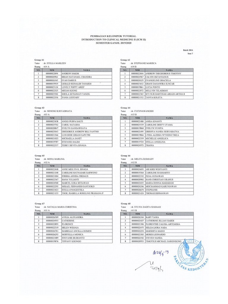 Fwd Pembagian Kelompok Tutorial ICM II Semester Ganjil 20192020 | PDF