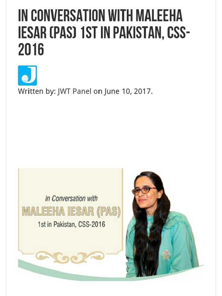 ?CSS Exclusive Interview Maleeha Iesar | PDF