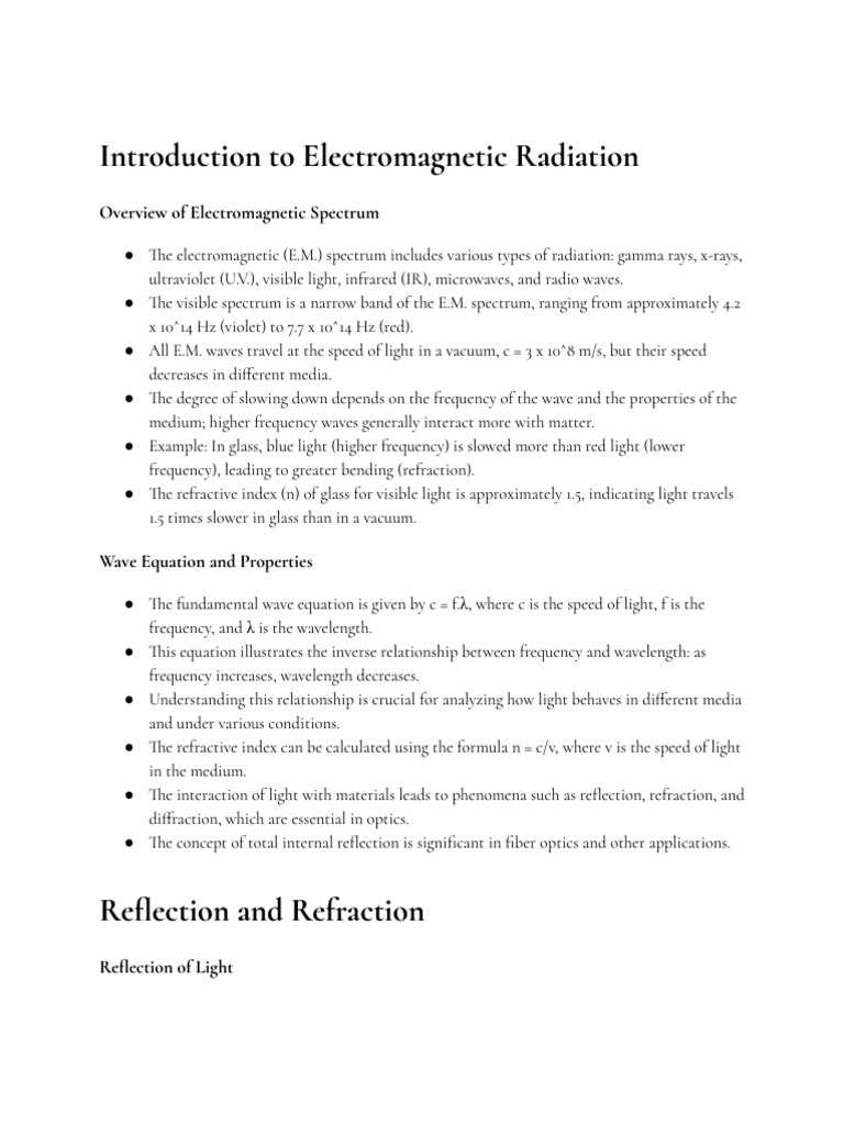 Introduction To Electromagnetic Radiation | PDF | Reflection (Physics ...