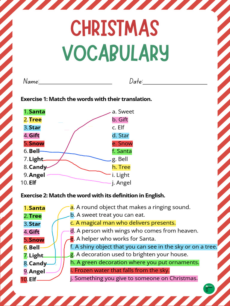 Christmas Vocabulary Actividades | PDF