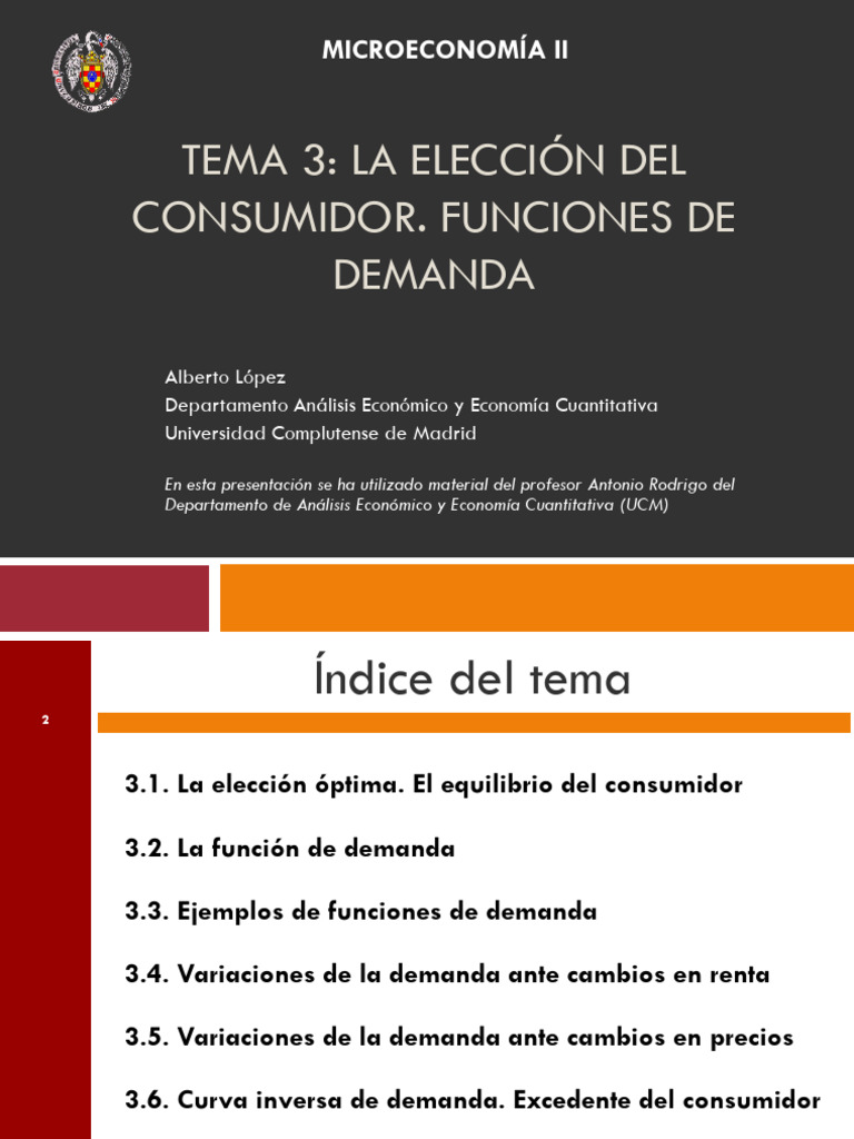 Elección del Consumidor y Funciones de Demanda | PDF | Elasticidad ...