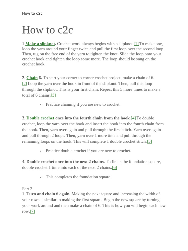 How to c2c | PDF | Crochet | Needlework