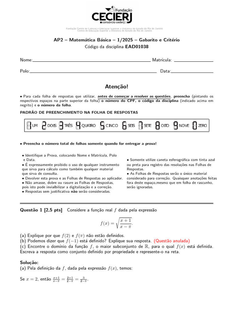 AP2_2025-1_Gabarito_MatematicaBasica.pdf | PDF | Matemática | Conceitos ...
