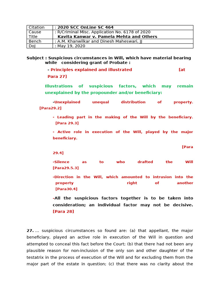 Suspicious Circumstances in Wills Explained | PDF | Justice | Crime ...
