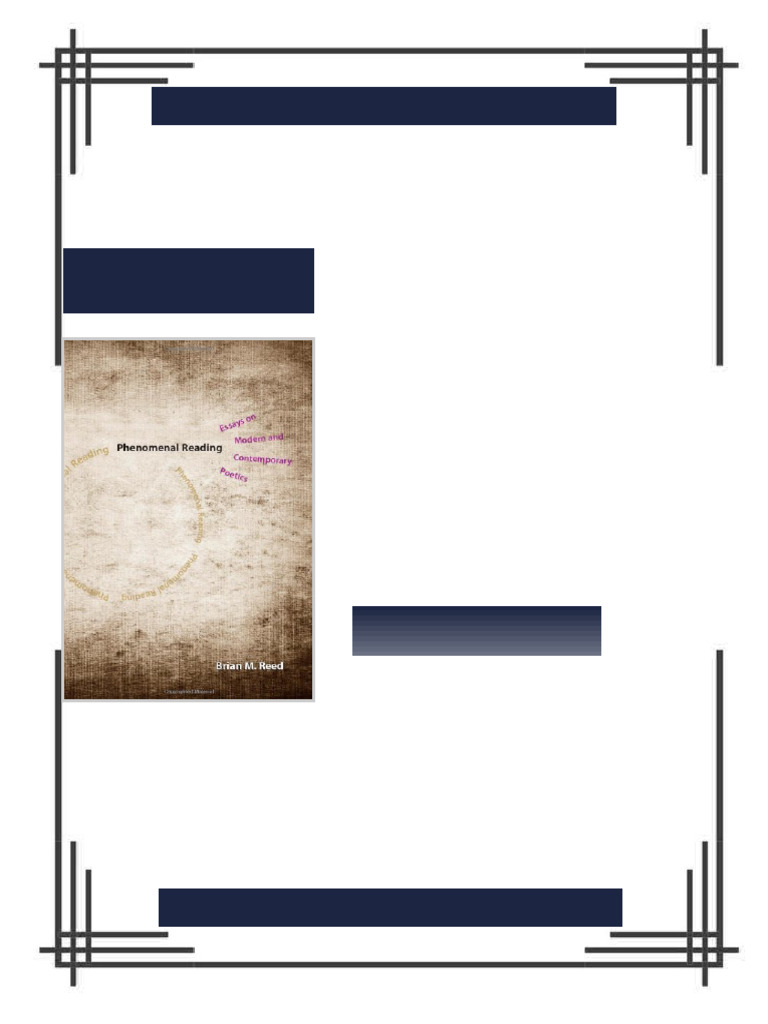 Phenomenal reading essays on modern and contemporary poetics 1st ...