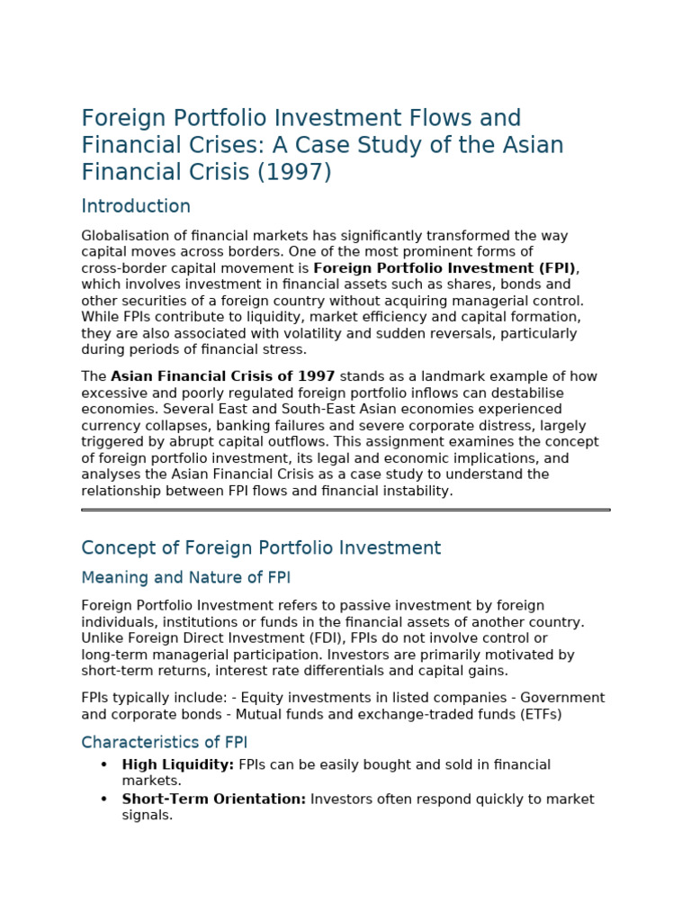 Foreign Portfolio Investment Flows And Financial Crises_ Asian ...
