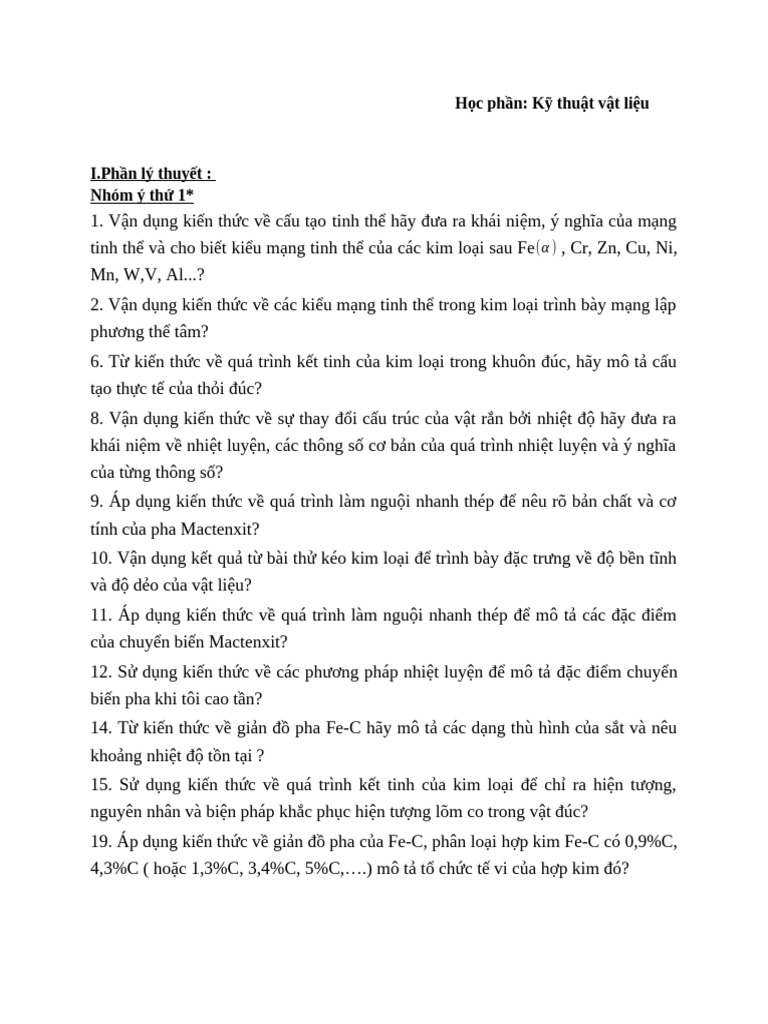 Câu hỏi KTVL.KT | PDF
