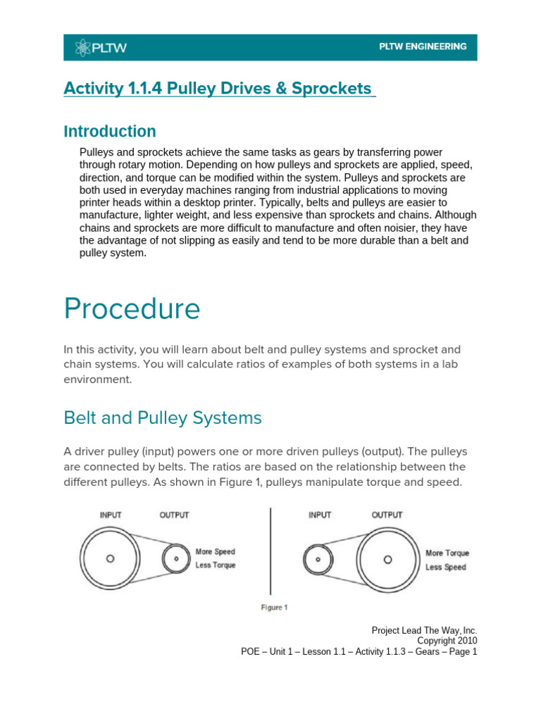 Copy of 1.1.4 Pulley Drives & Sprockets | PDF | Belt (Mechanical ...