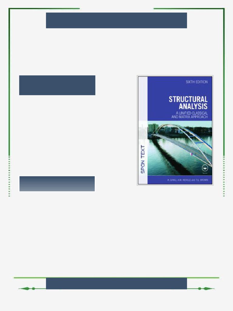 Structural Analysis A Unified Classical and Matrix Approach 6th Edition Amin Ghali ebook ...