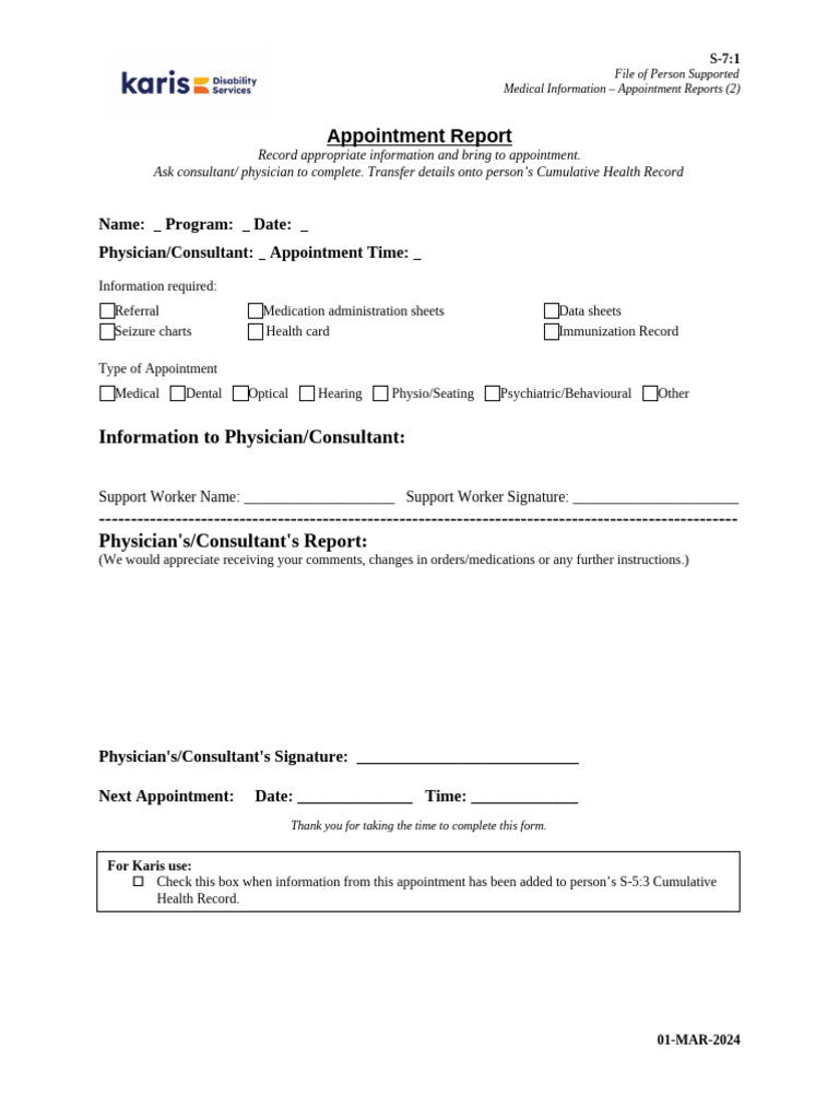 Medical Appointment Report Template | PDF
