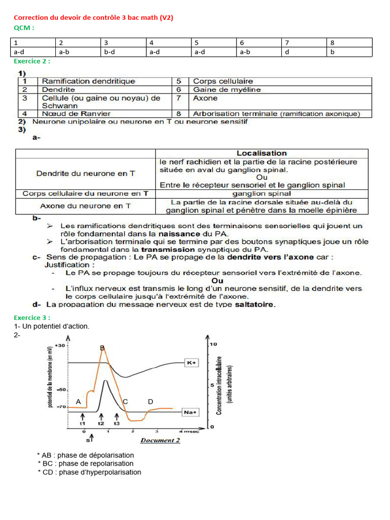 Correction Bac Math : Devoir 3 et QCM | PDF | Génotype | Biologie