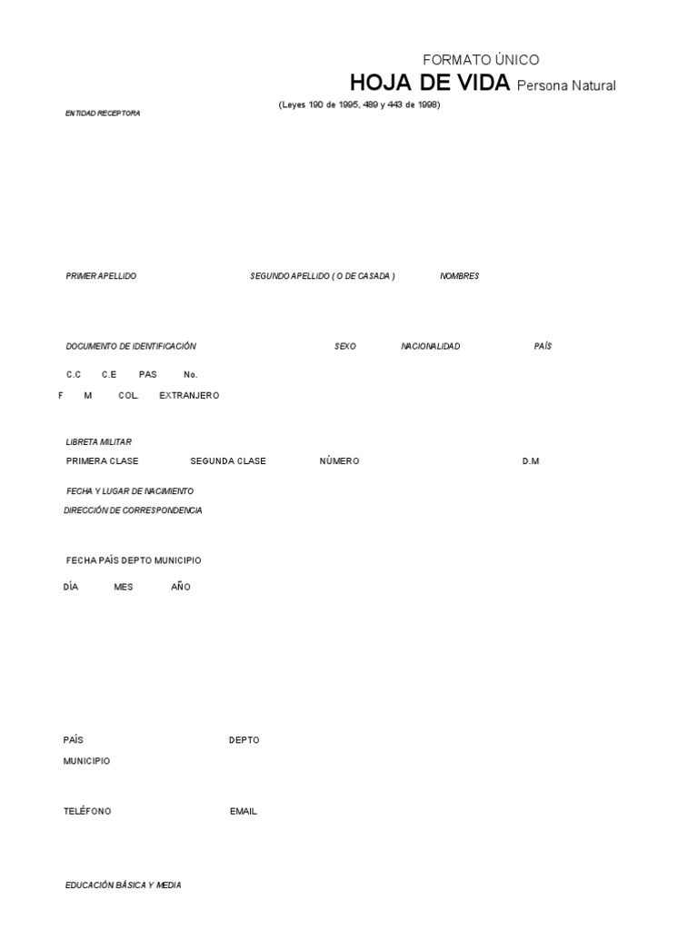 Formato Hoja de Vida Dafp | PDF