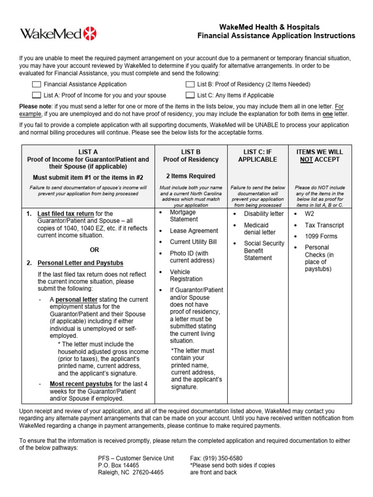 WakeMed Financial Assistance Guide | PDF | Social Security (United ...