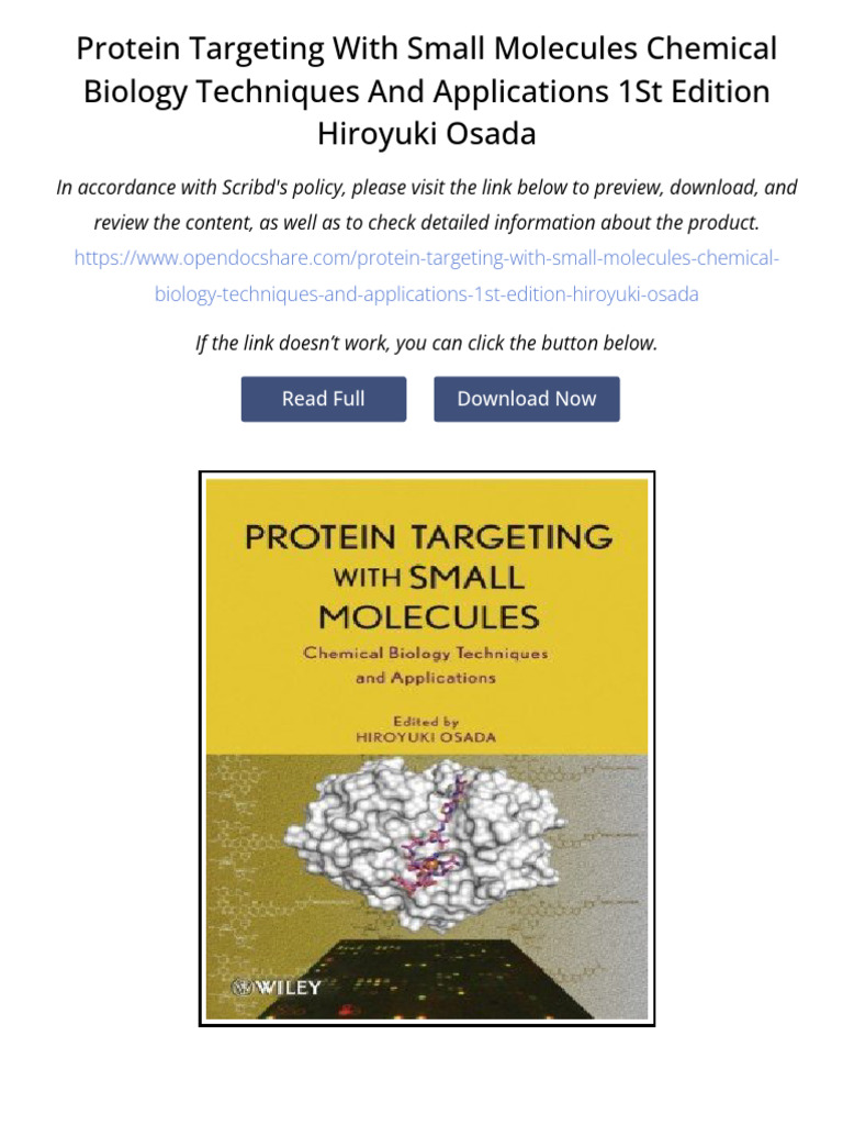 Protein Targeting with Small Molecules Chemical Biology Techniques and ...