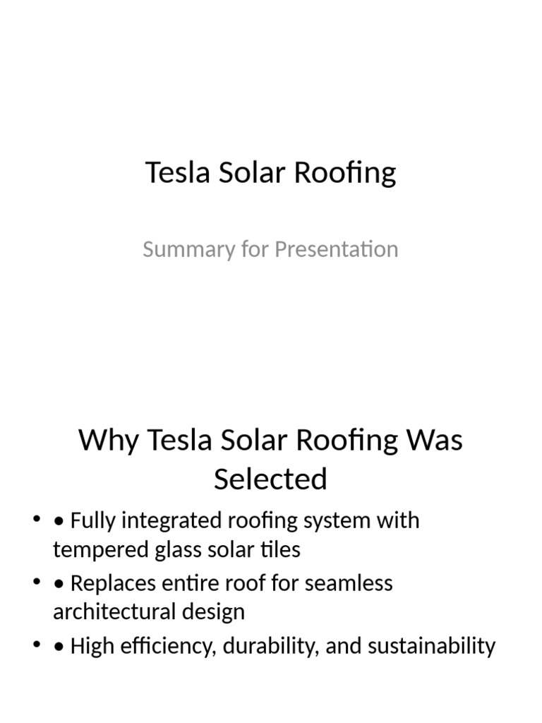 Tesla Solar Roofing Presentation | PDF