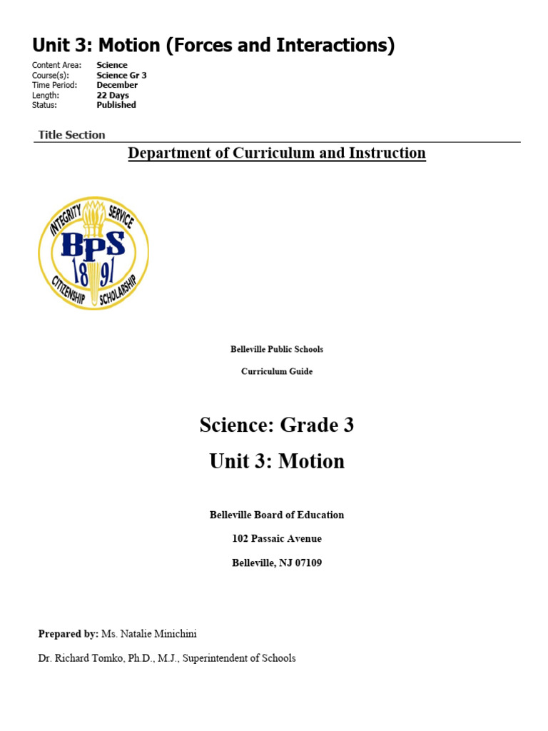 Unit - Unit 3 - Motion (Forces and Interactions) - 20251209151823 | PDF ...