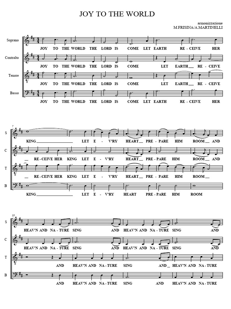 Joy to the World Sheet Music | PDF | Vocal Music | Musical Compositions