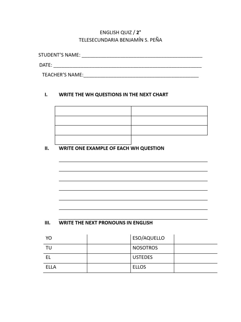 English Test Mtra. Emma | PDF